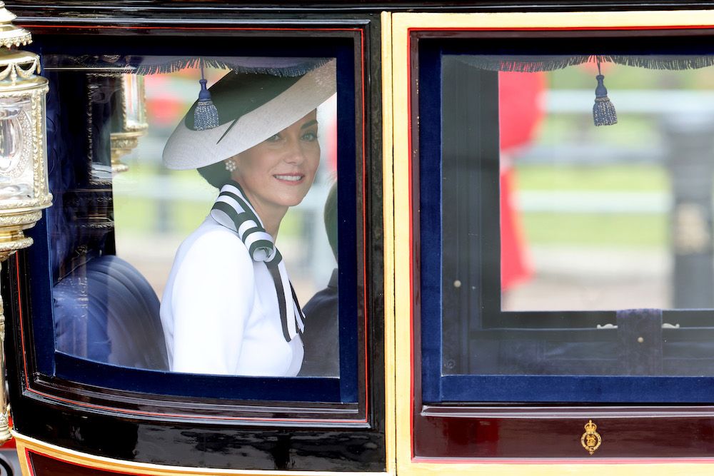 Kate Middleton Wears White, Ribbon Embellished Dress to Trooping the ...