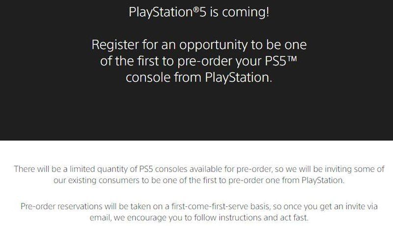 Sign-up for an opportunity to be one of the first to preorder a PS5 ...