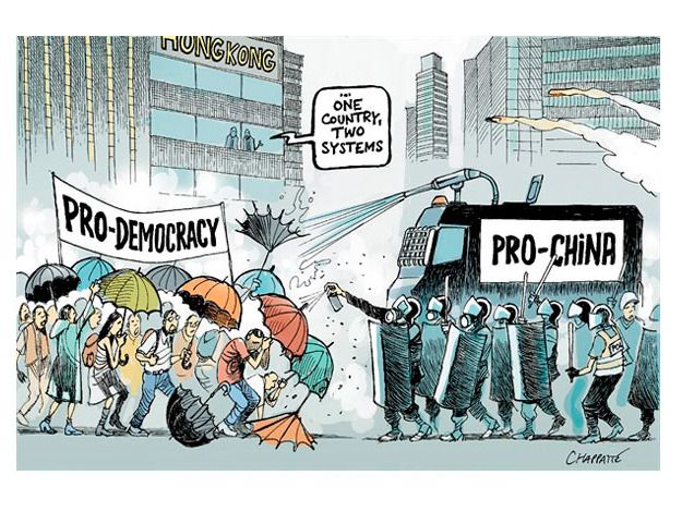 Political cartoon China Hong Kong protesters | The Week