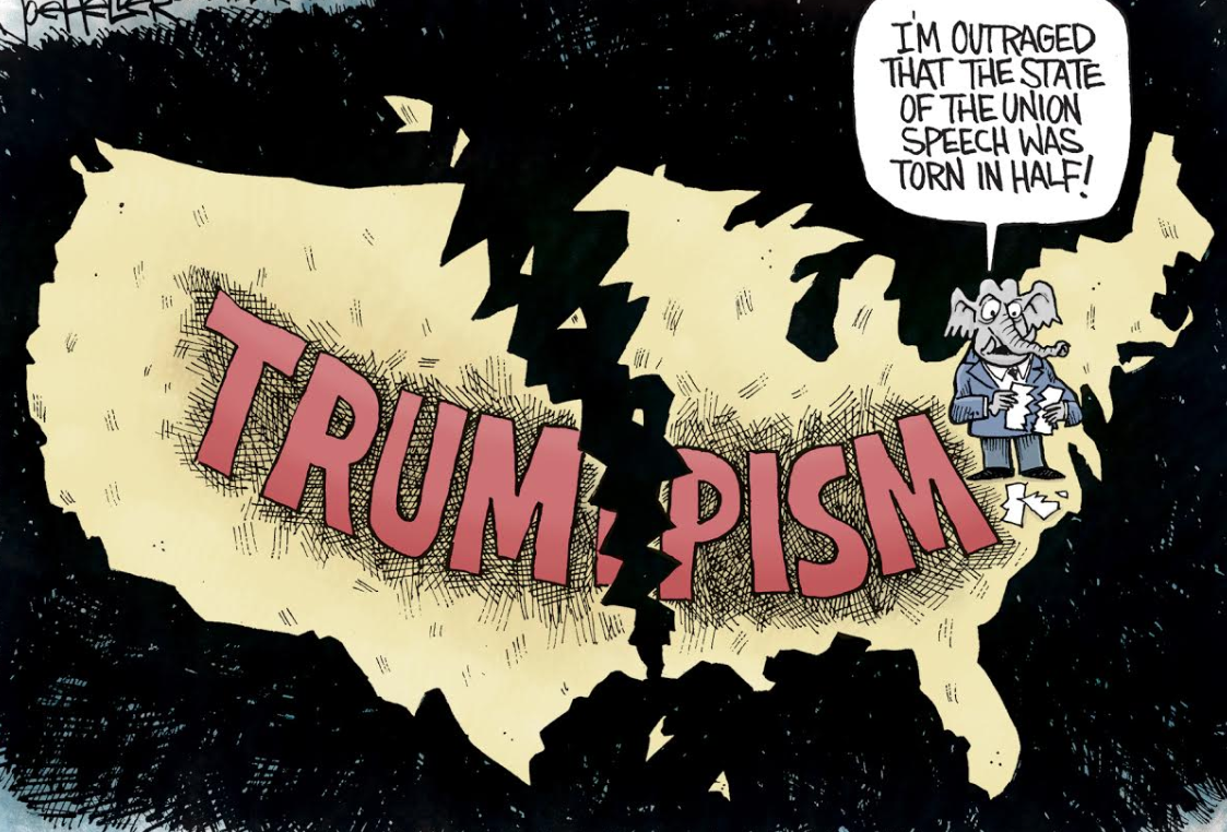 Political Cartoon U.S. Trump nation divide GOP speech tear | The Week