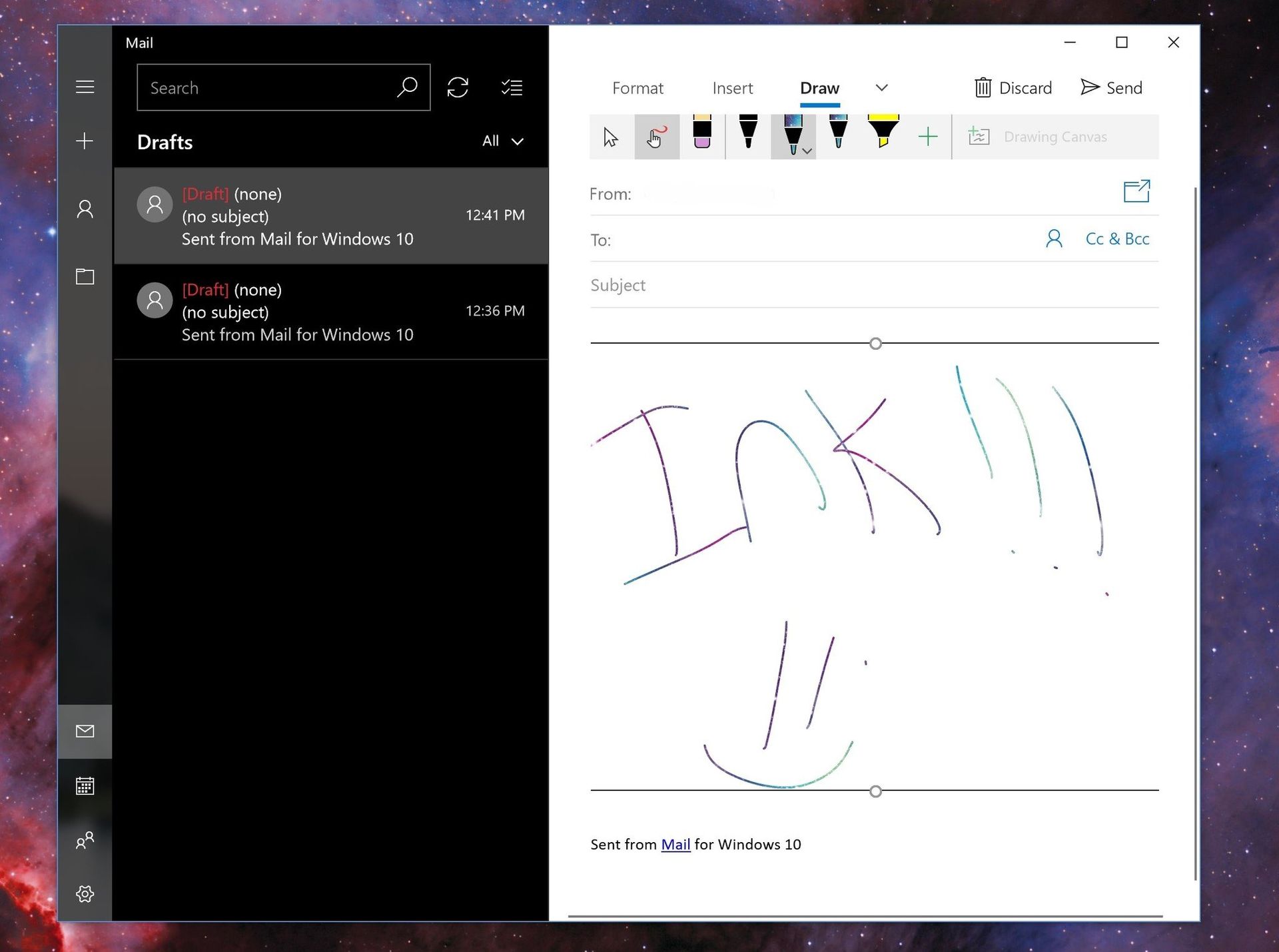 Windows 10's Mail app now lets you scribble messages with inking ...