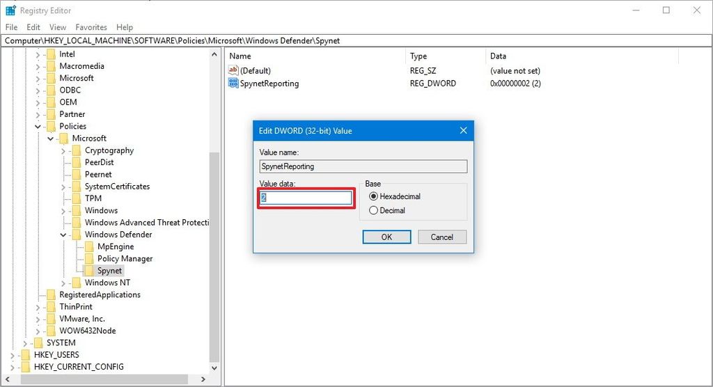 How to change Windows Defender Antivirus cloud-protection level on ...