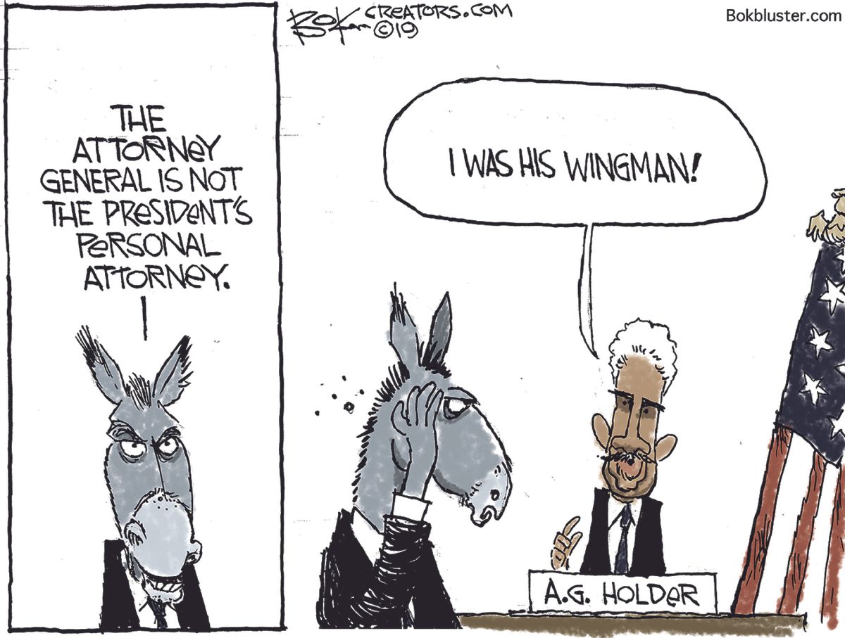 Political Cartoon U.S. Attorney General Eric Holder democrats wingman ...