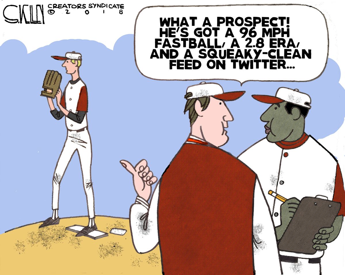 Editorial cartoon U.S. MLB recruit Josh Hader Trea Turner Sean Newcomb ...