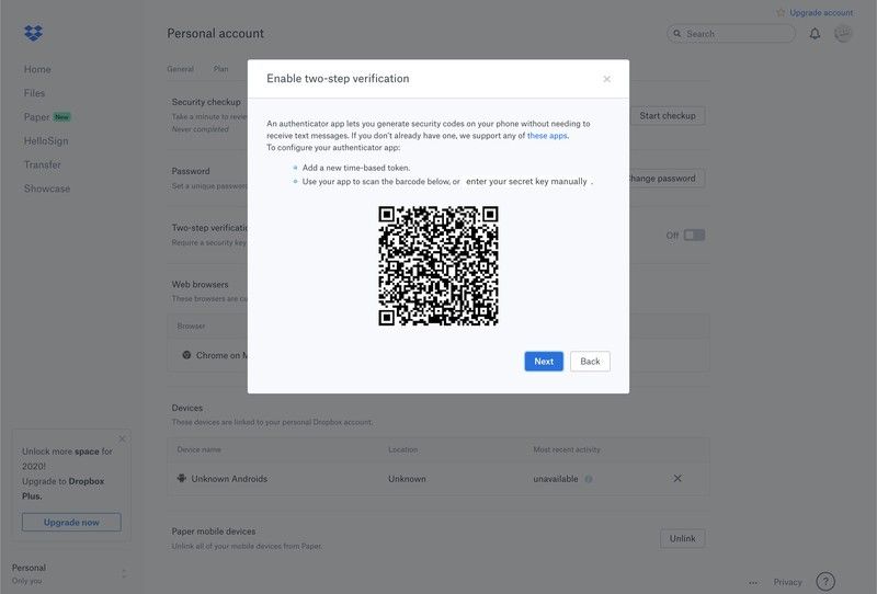 How to set up two-factor authentication for your Dropbox account ...