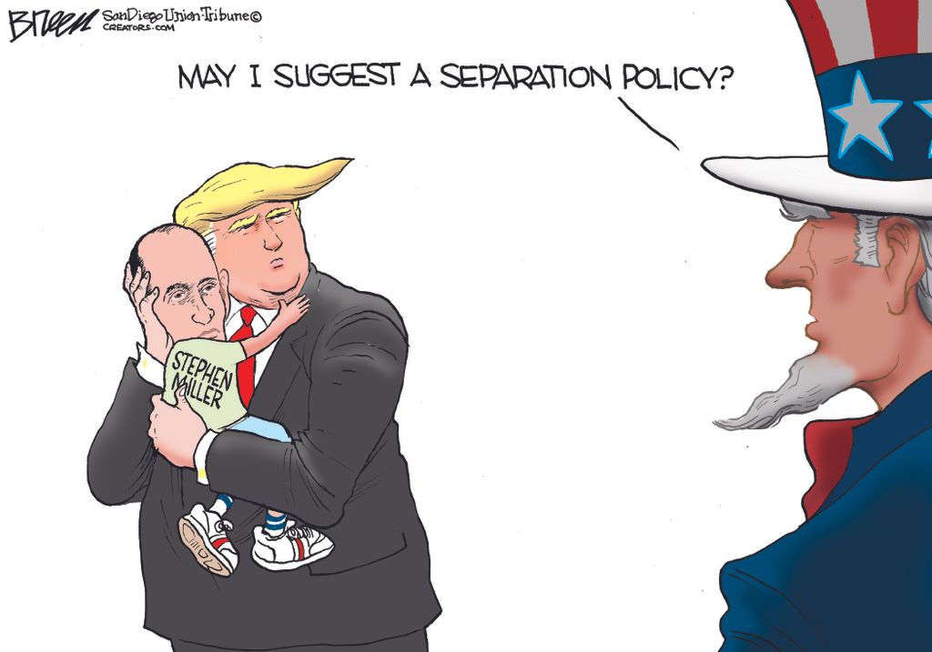 Political Cartoon U.S. Trump Stephen Miller Uncle Sam separation policy ...