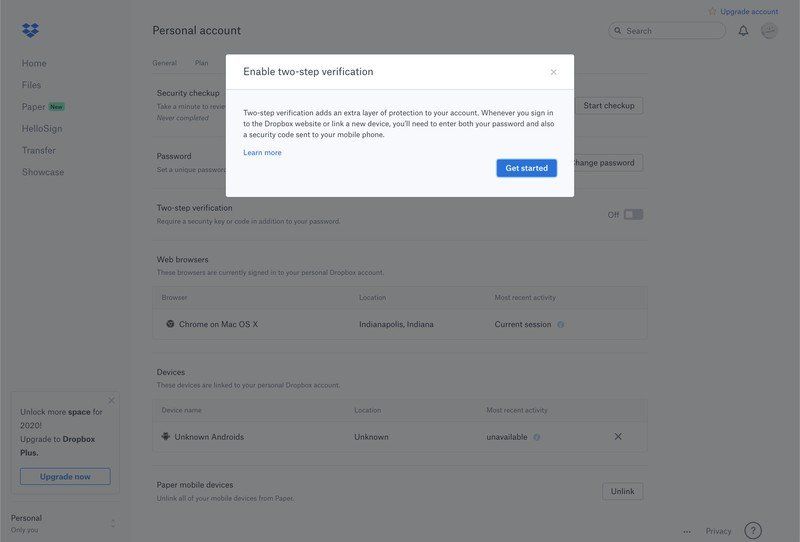 How to set up two-factor authentication for your Dropbox account ...