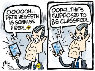 5 classified cartoons about Pete Hegseth's precarious position | The Week