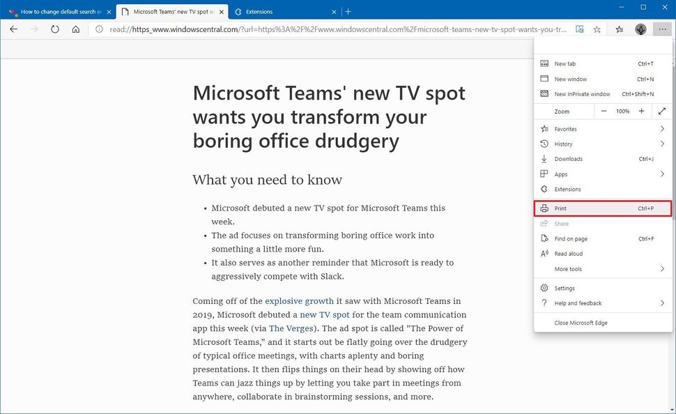 How to use the new Microsoft Edge print features | Windows Central