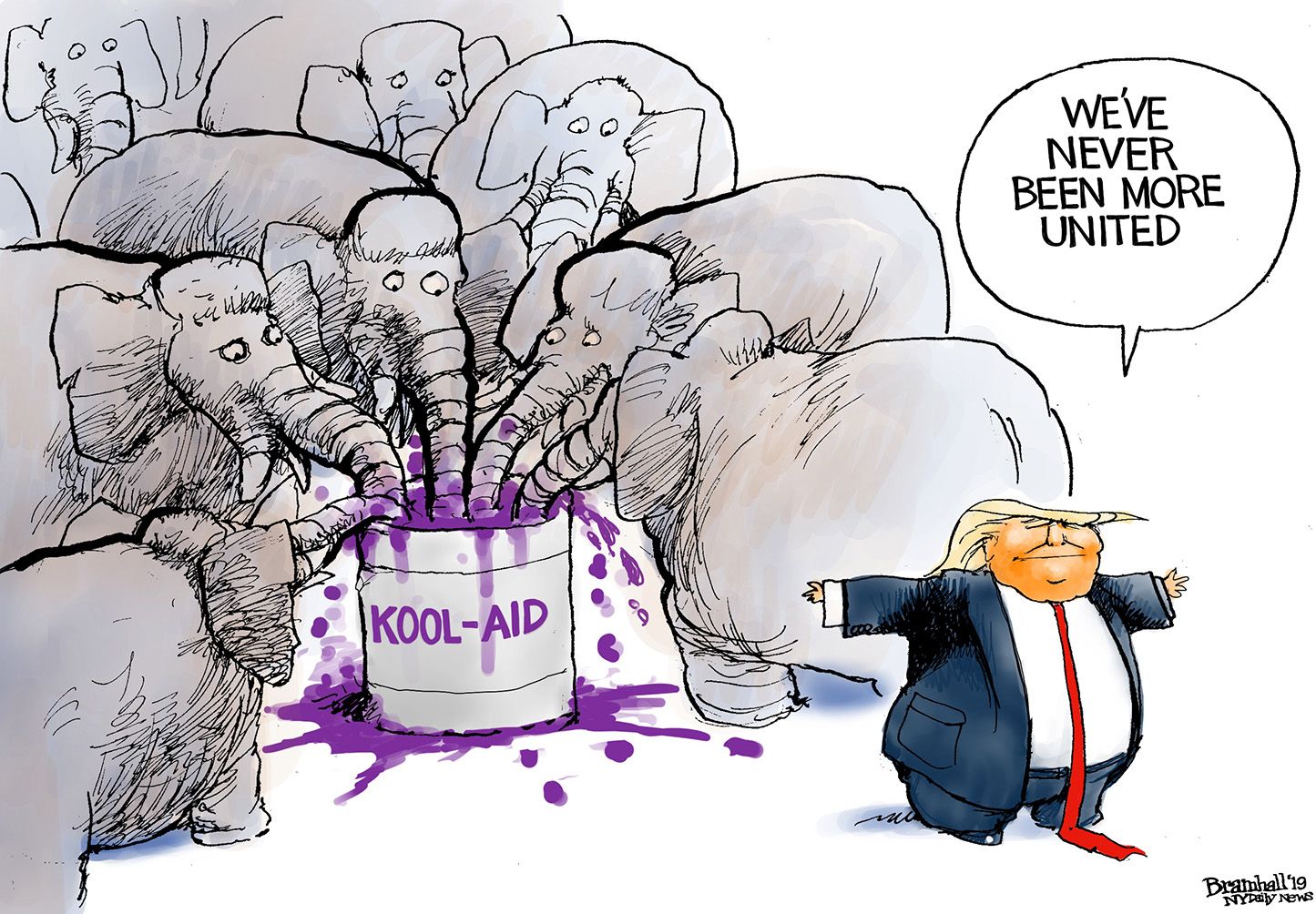 Political Cartoon U.S. Trump Republicans Sipping Kool-Aid | The Week
