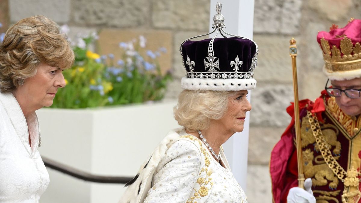 Queen Camilla appeared tense and stressed’ during the coronation ...