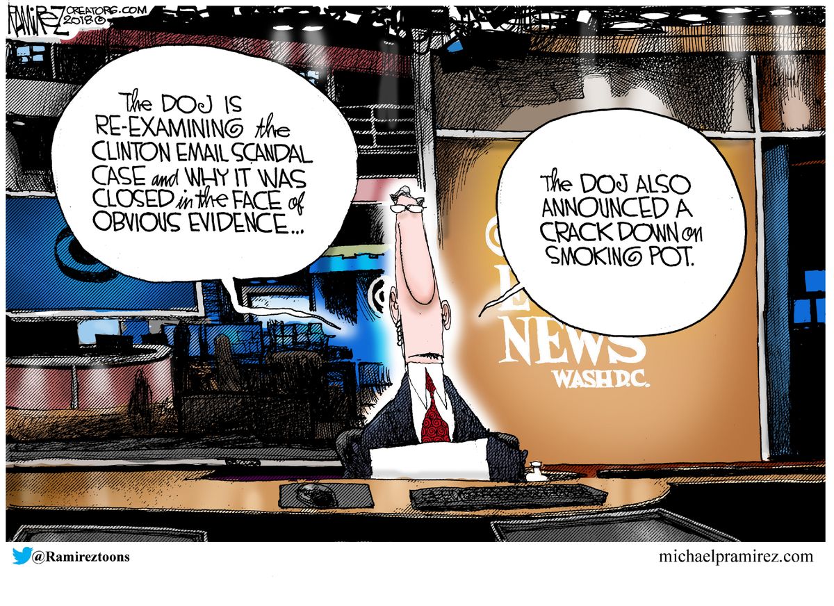 Political cartoon U.S. Justice Department Hillary Clinton emails ...
