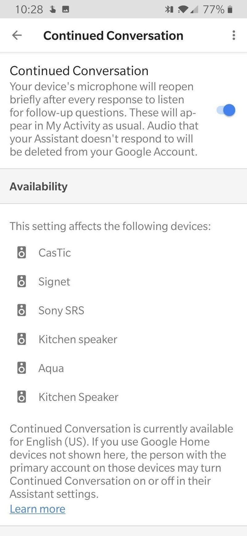How to enable Continued Conversations for Google Assistant speakers ...