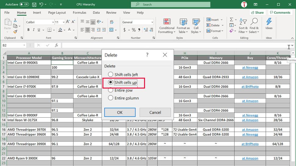 How to Delete Blank Cells in Excel / Google Sheets | Tom's Hardware