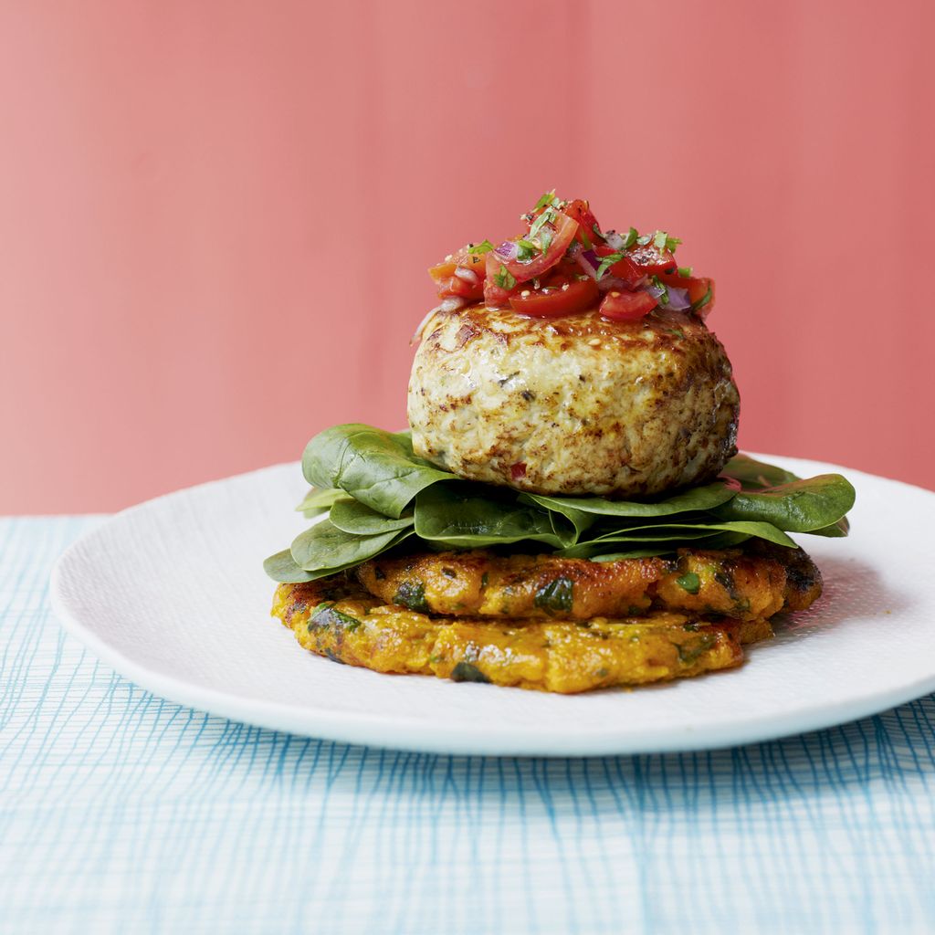 Turkey Burgers on Sweet Potato Fritters | Dinner Recipes | Woman & Home