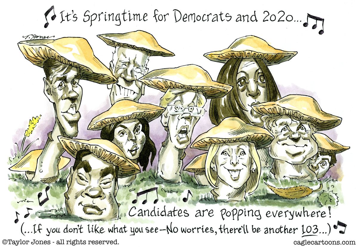 Political Cartoon U.S. Democrats presidential 2020 election candidates ...
