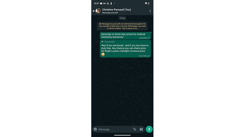 How to send a message or reminder to yourself in WhatsApp | Android Central