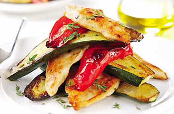 Chicken breasts roasted with peppers and courgettes Recipes | GoodtoKnow