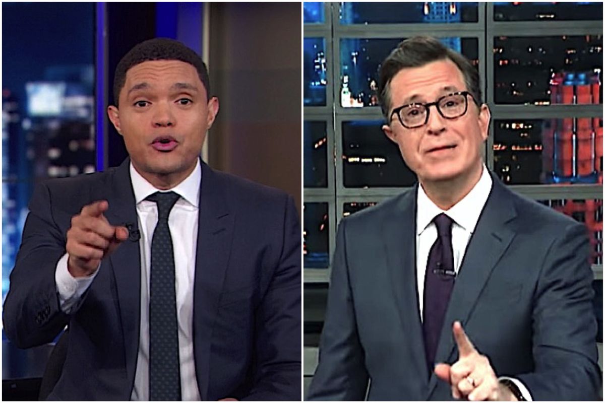 Stephen Colbert and Trevor Noah are appalled at different parts of ...