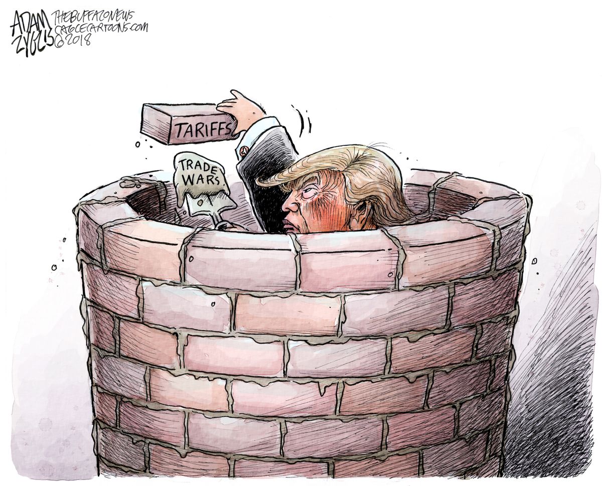 Political cartoon U.S. Trump trade war tariffs | The Week