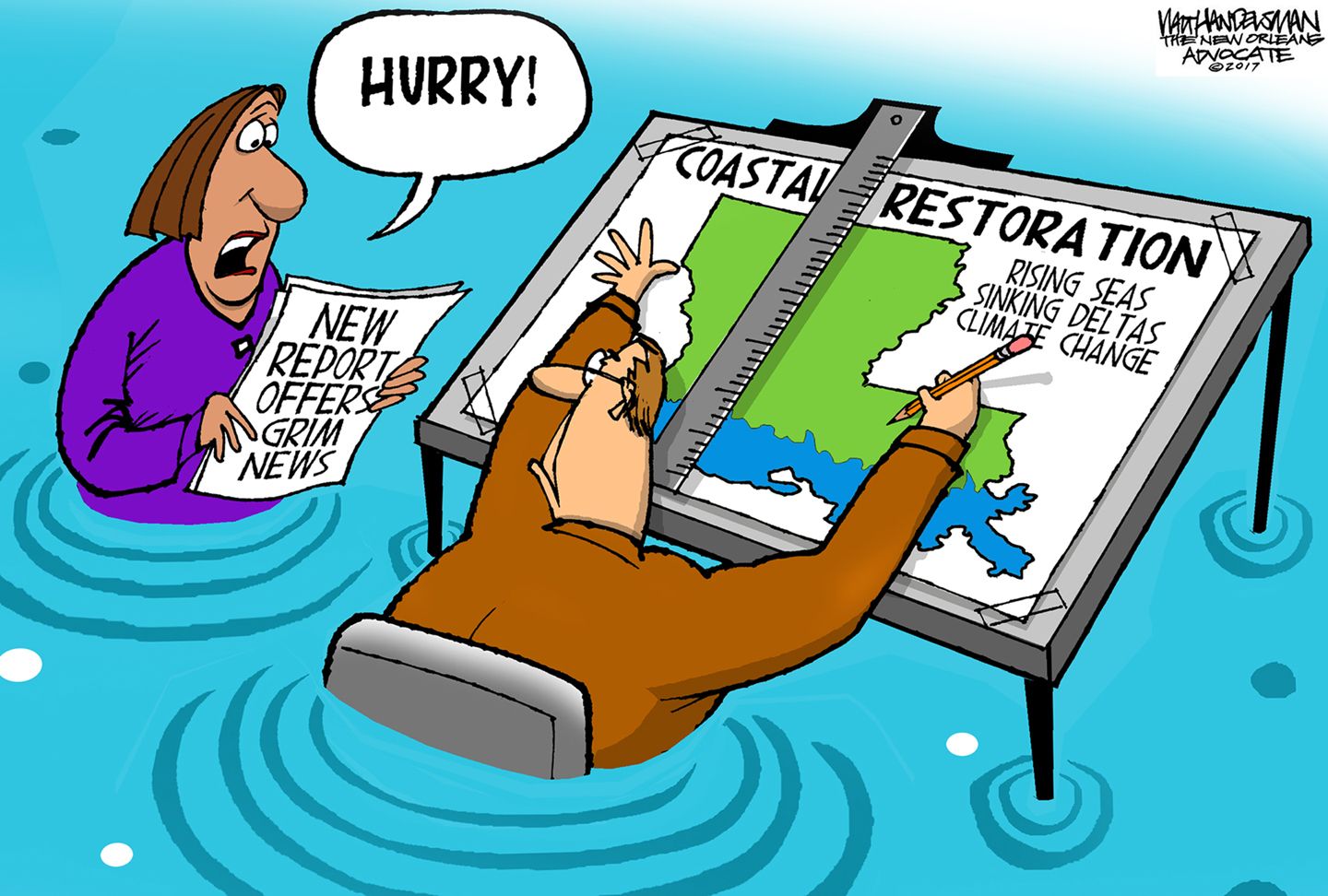 Political cartoon U.S. coastal restoration climate change | The Week