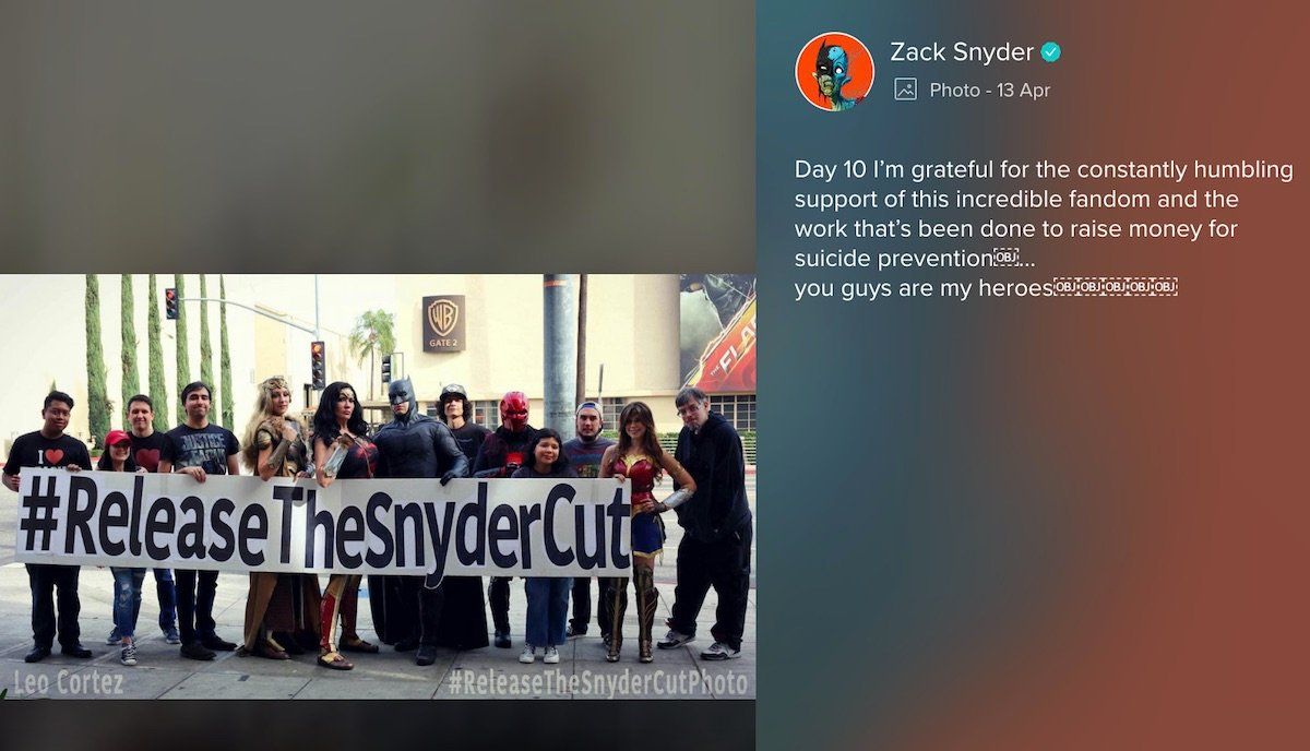Zack Snyder Can’t Stop, Won’t Stop Thanking Fans For The Snyder Cut ...
