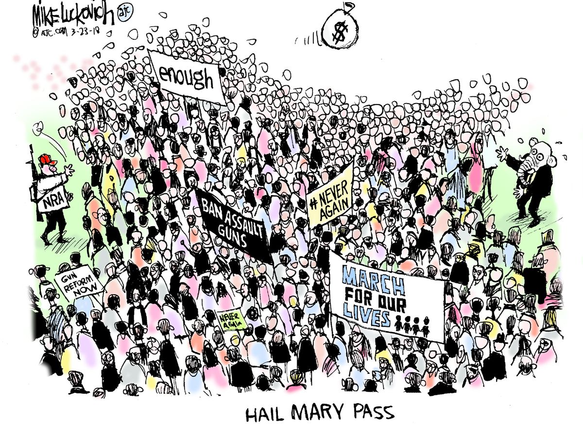 Political cartoon U.S. student protests Washington NRA gun violence ...