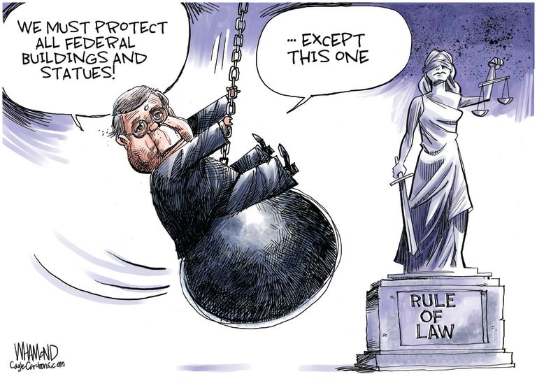 Political Cartoon U.S. Bill Barr statues law | The Week