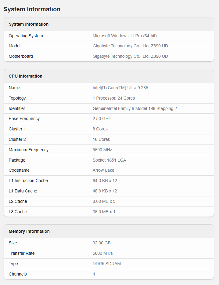 Core Ultra 9 285 65W CPU beats Core i9-14900K in early Geekbench benchmark — Arrow Lake chip ...