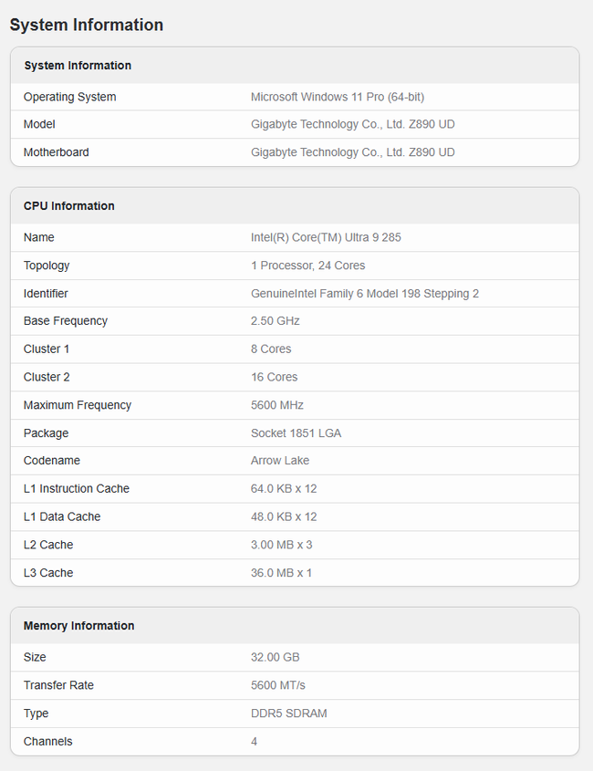 Core Ultra 9 285 65W CPU beats Core i9-14900K in early Geekbench ...