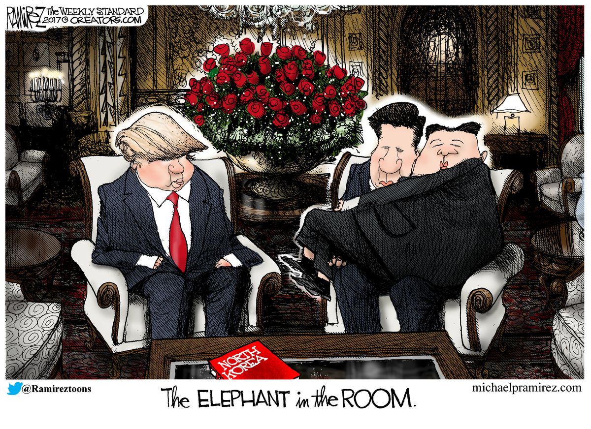 Political Cartoon U.S. President Trump China Xi Jinping meeting North ...