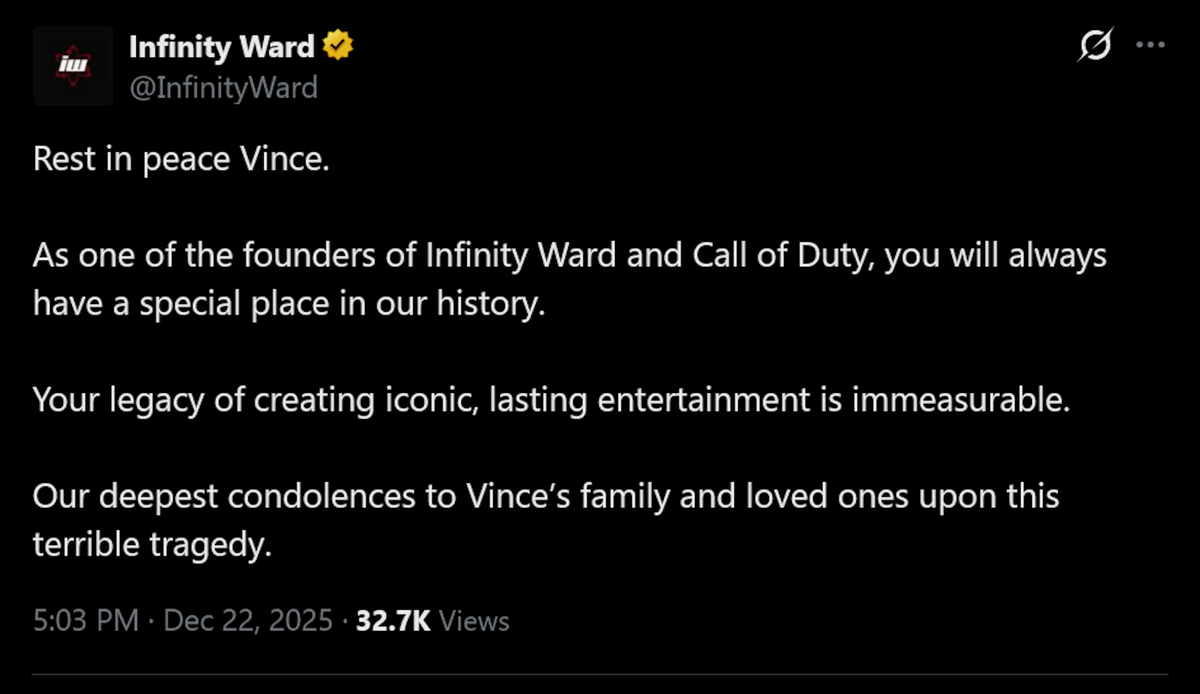 Vince Zampella, the co-founder of Infinity Ward and head of Battlefield ...