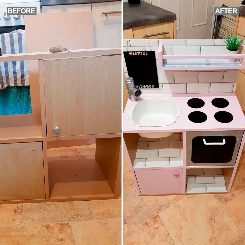 Mum makes impressive £30 DIY play kitchen - using an old kitchen unit ...