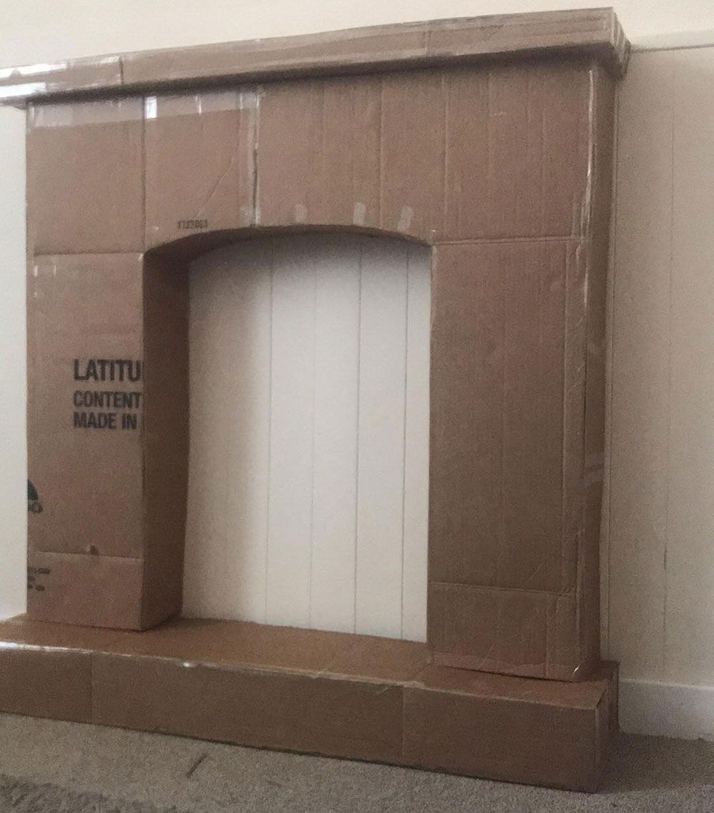 This DIY cardboard fireplace idea is really thinking outside the box ...