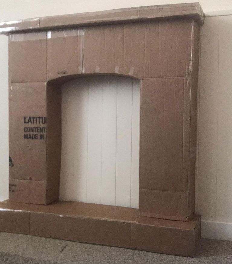 This DIY cardboard fireplace idea is really thinking outside the box ...