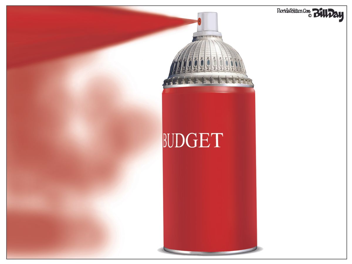 Political Cartoon U.S. Budget Spray | The Week