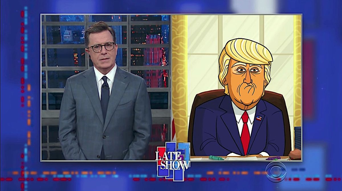 Stephen Colbert's Cartoon Trump reads actual quotes from Trump's leaked ...