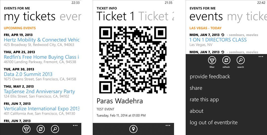 Check-in with Events for Me, an Eventbrite app for Windows Phone ...