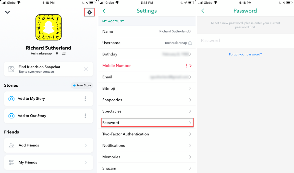 How to change your Snapchat password or recover a forgotten Snapchat ...