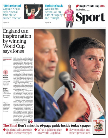 Today’s back pages: England can ‘inspire a nation’ by winning the Rugby ...