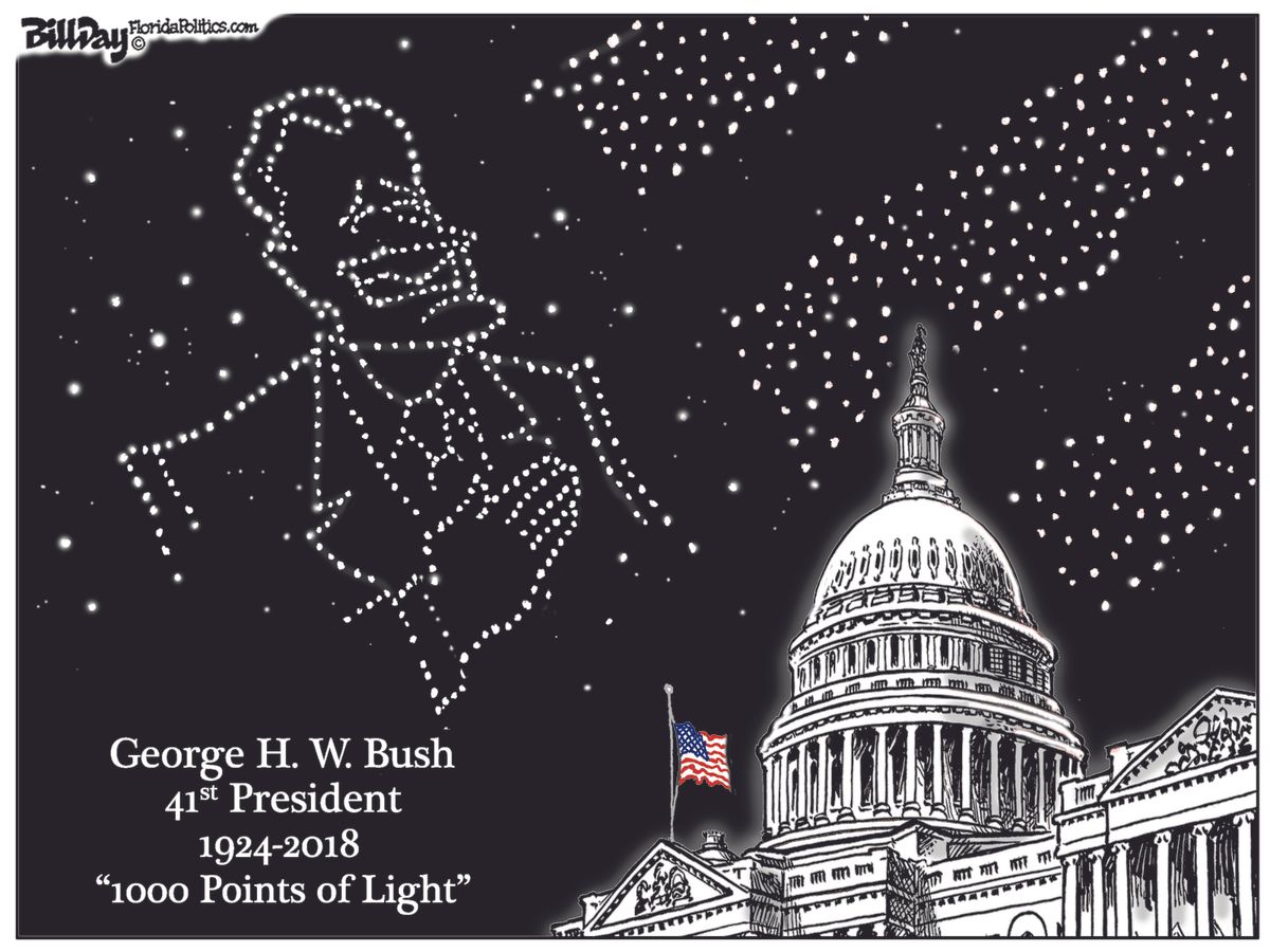 Editorial cartoon U.S. President George H.W. Bush 1000 points of light ...