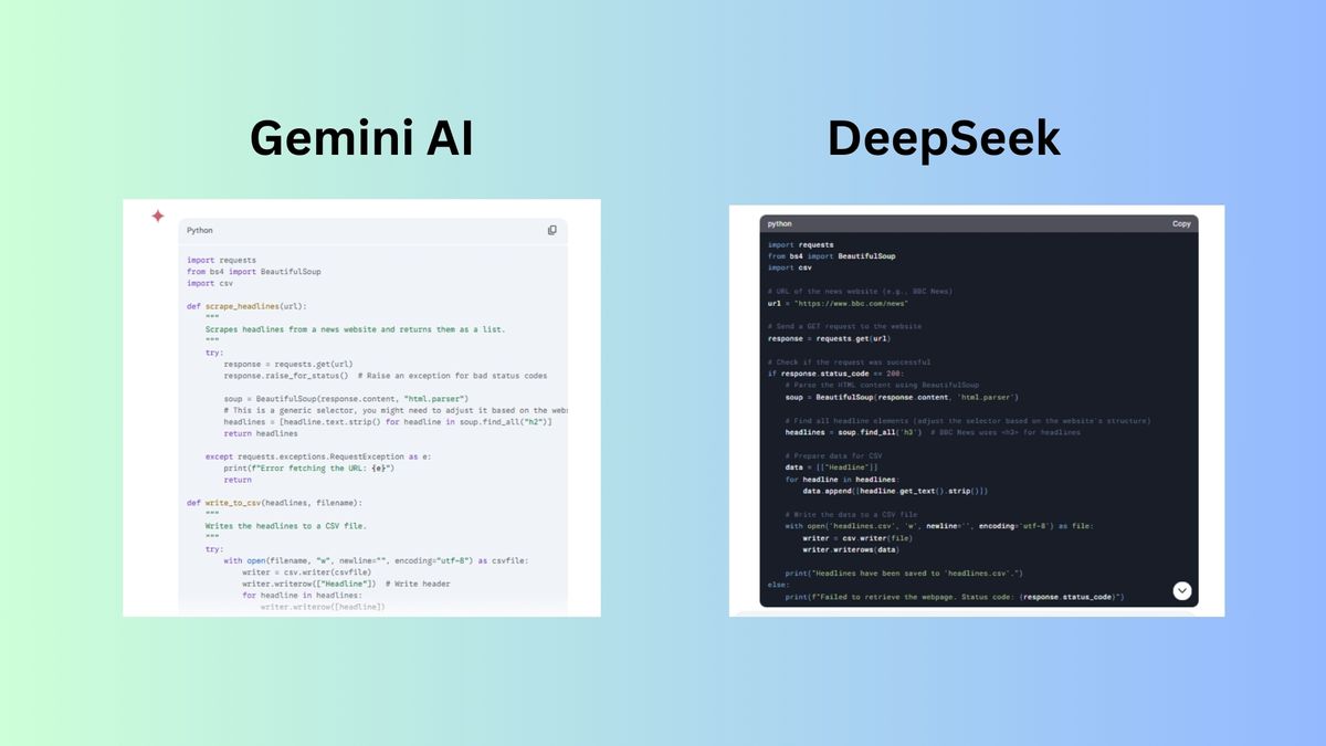 I tested DeepSeek and Gemini AI with 7 prompts — here's the surprising ...