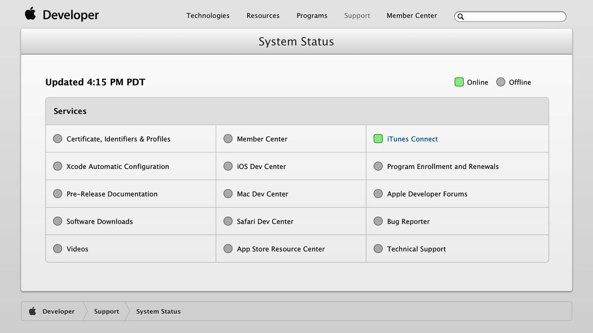Apple updates Developer Portal status, adds system status page | iMore