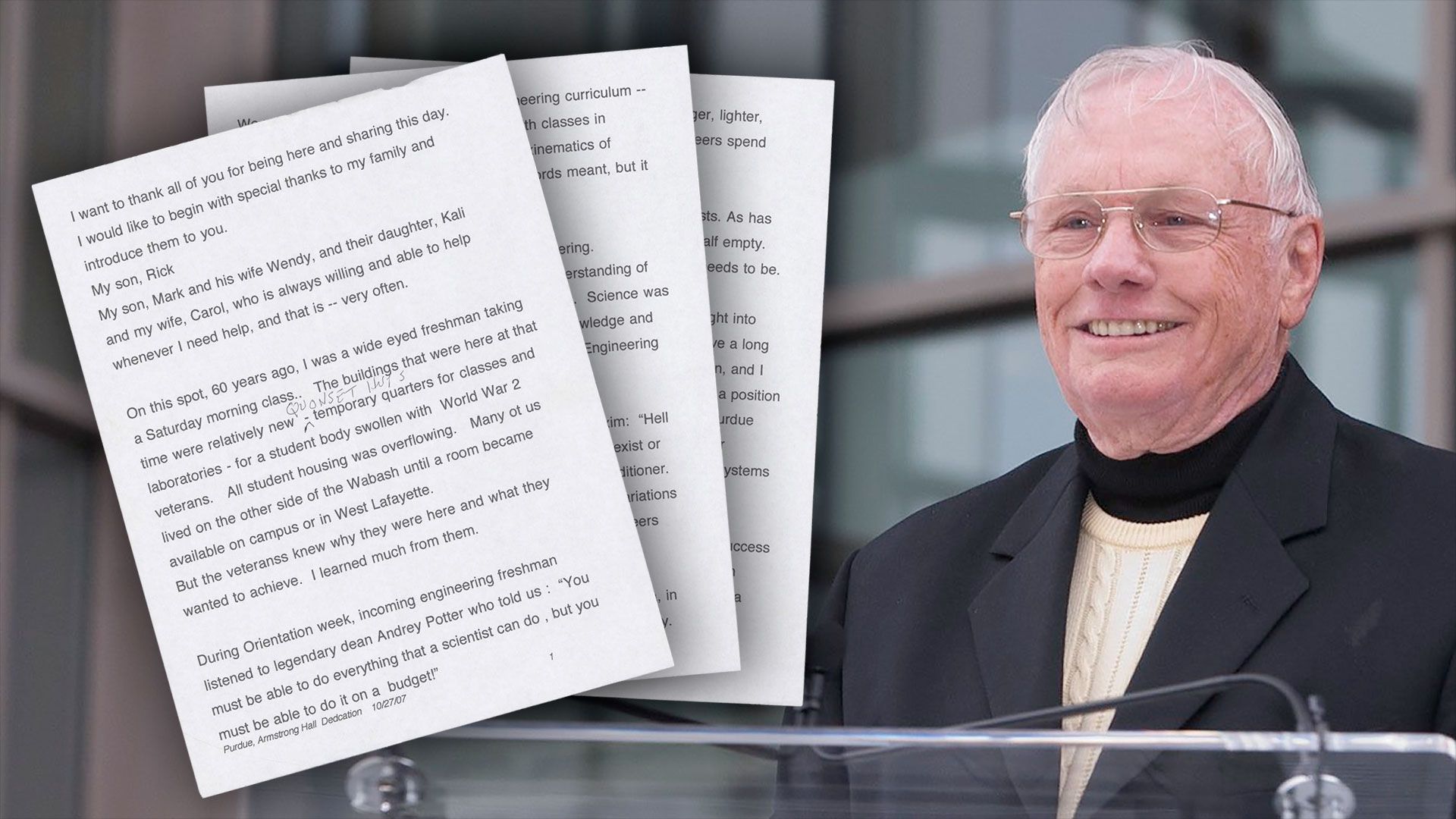 First moonwalker Neil Armstrong's speech notes posted online by Purdue ...