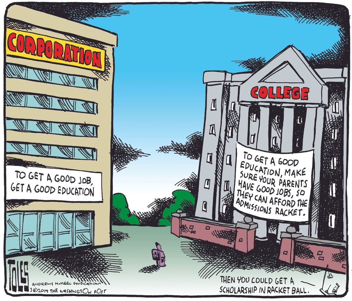 Editorial Cartoon U.S. College admissions scandal rich parents Ivy ...