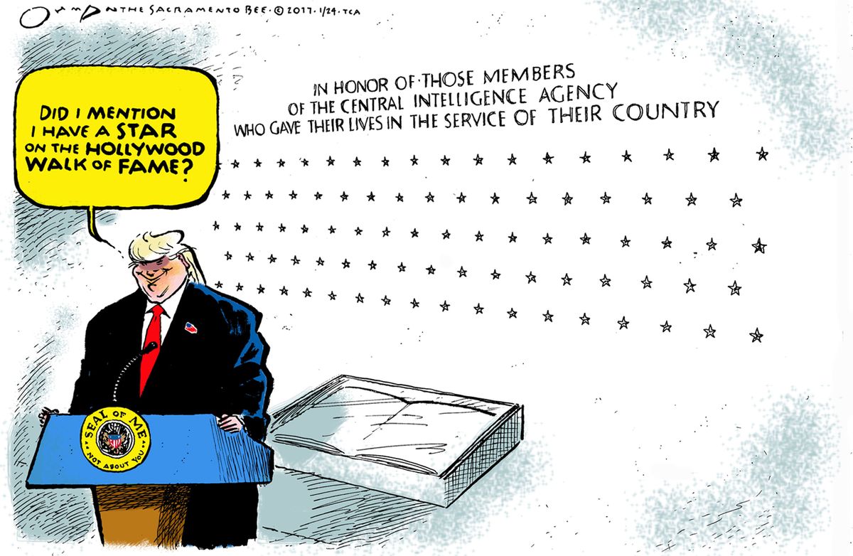 Political Cartoon U.S. Trump Hollywood Star CIA service members | The Week