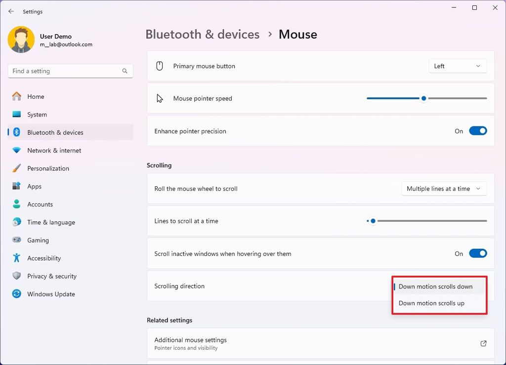 How to enable reverse mouse and touchpad scrolling on Windows 11 ...