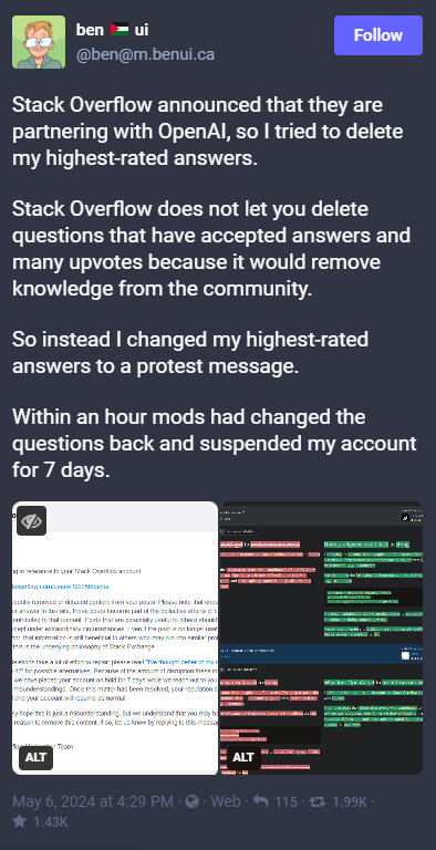 Stack Overflow bans users en masse for rebelling against OpenAI ... Stack Overflow bans users en masse for rebelling against OpenAI ...