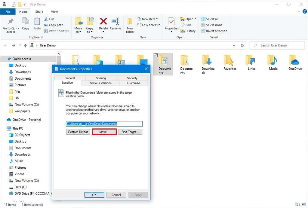 How to move user folders to different location on Windows 10 | Windows ...