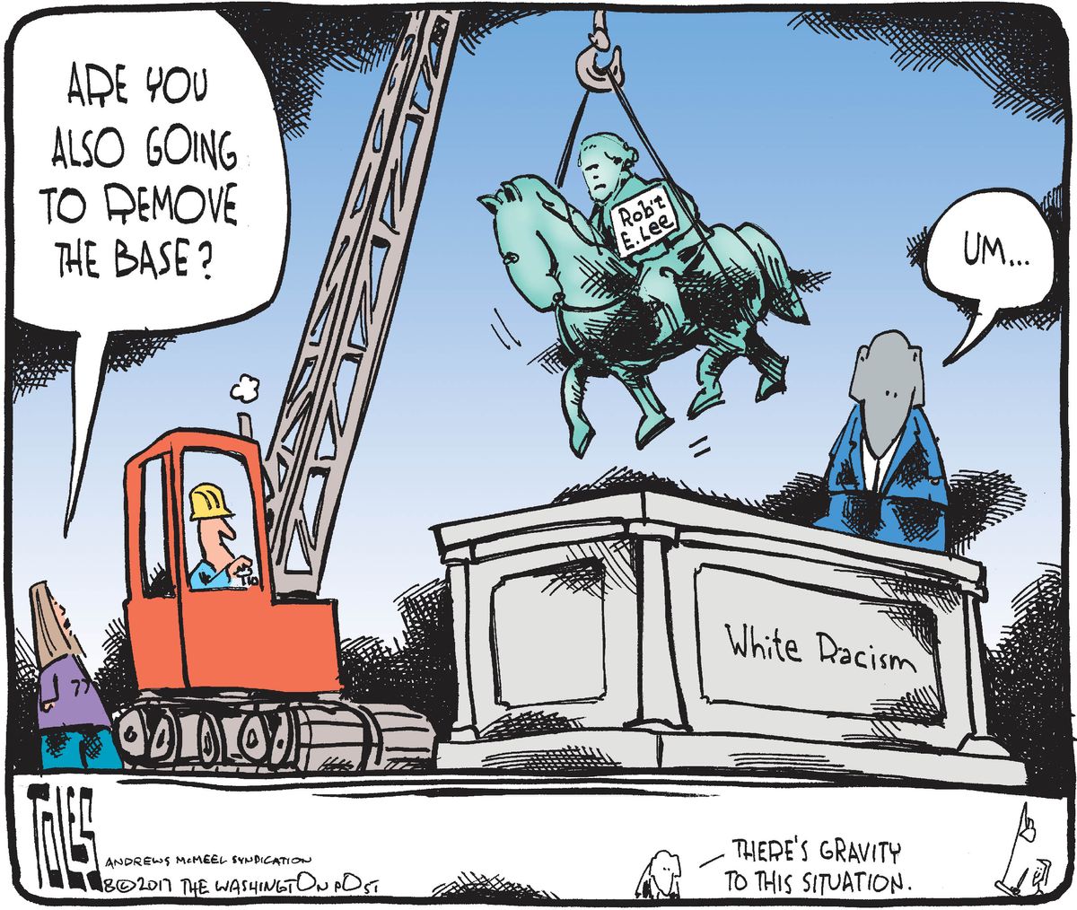 Political cartoon U.S. Charlottesville white supremacy racism ...